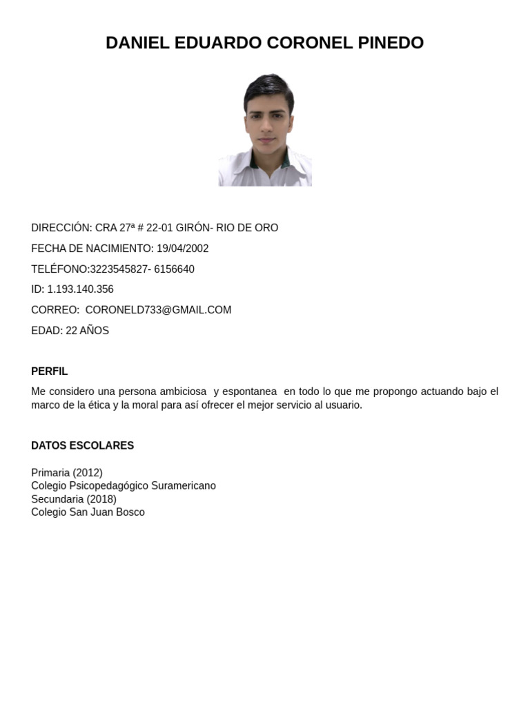 Daniel Eduardo Coronel Pinedo | PDF