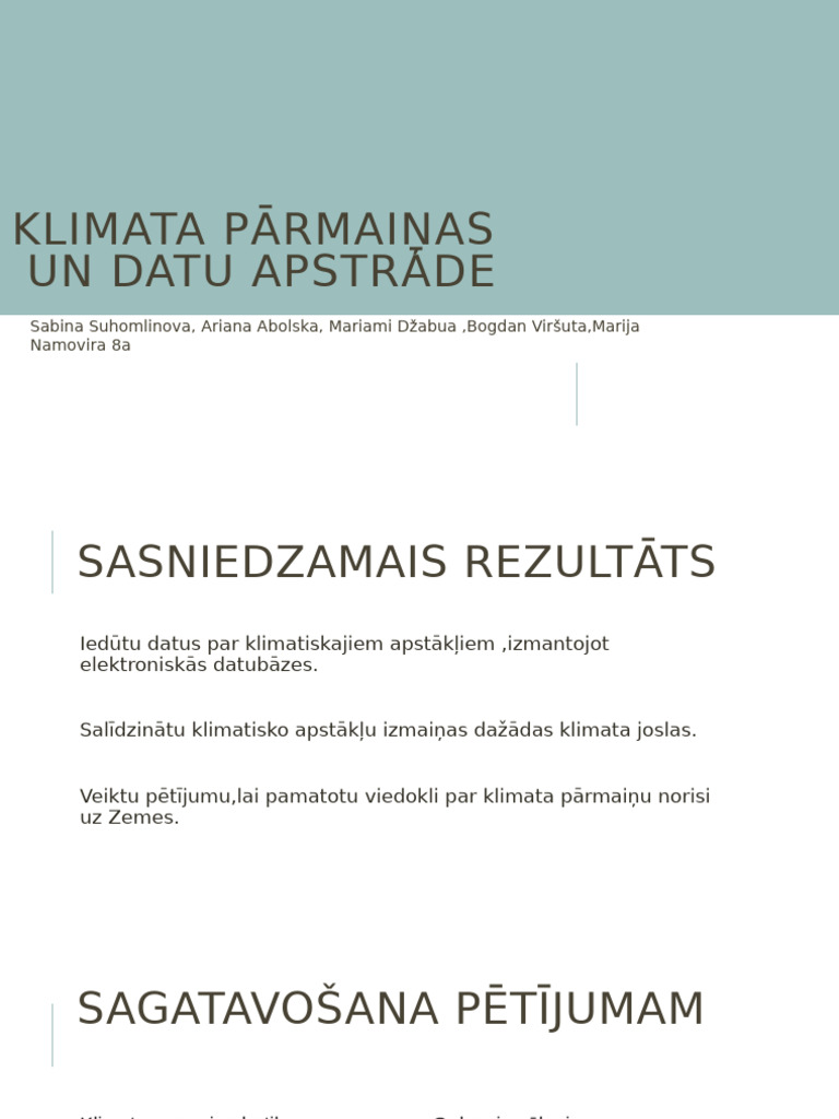 Klimata - Pārmaiņas - Un - Datu - Apstrāde GEO - Final | PDF