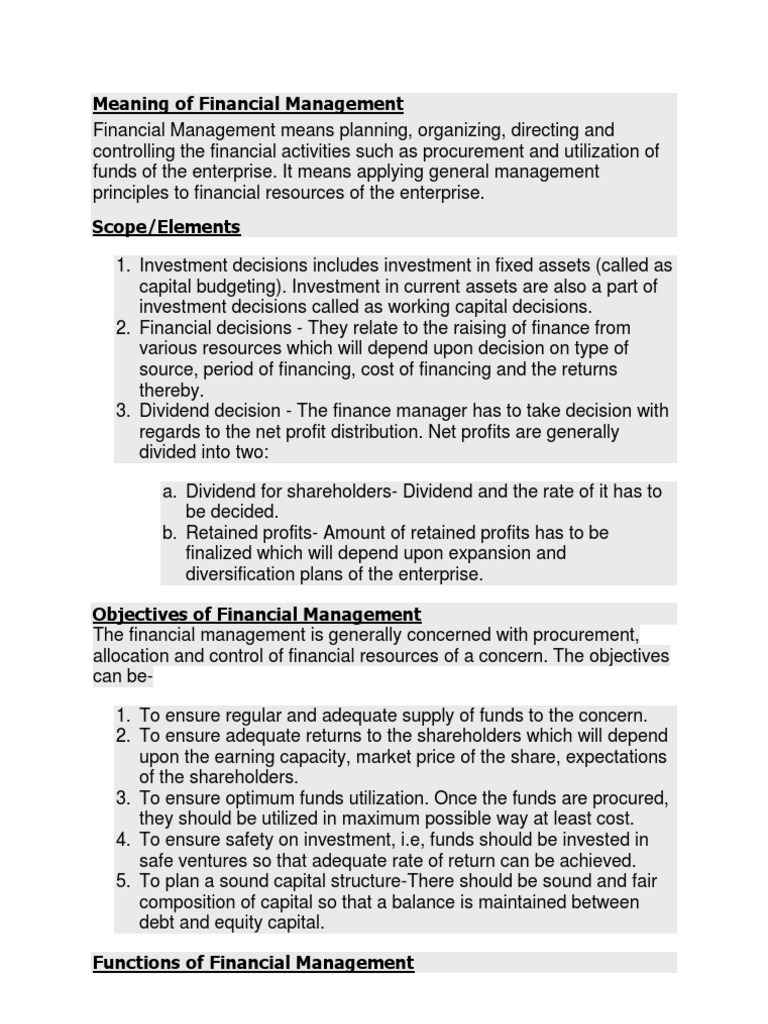 Understanding Financial Management Basics | PDF | Financial Capital ...