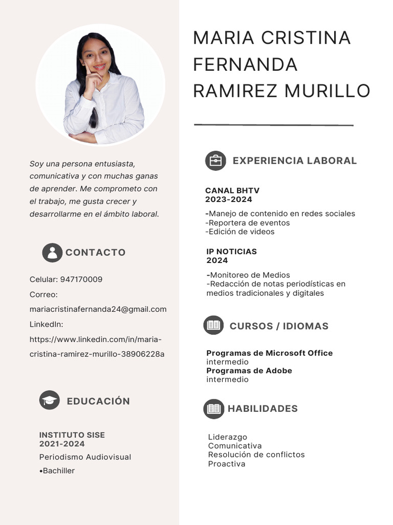 CV Maria Cristina Fernanda Ramirez Murillo | PDF