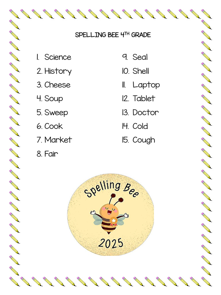 Spelling Bee 4th Grade | PDF