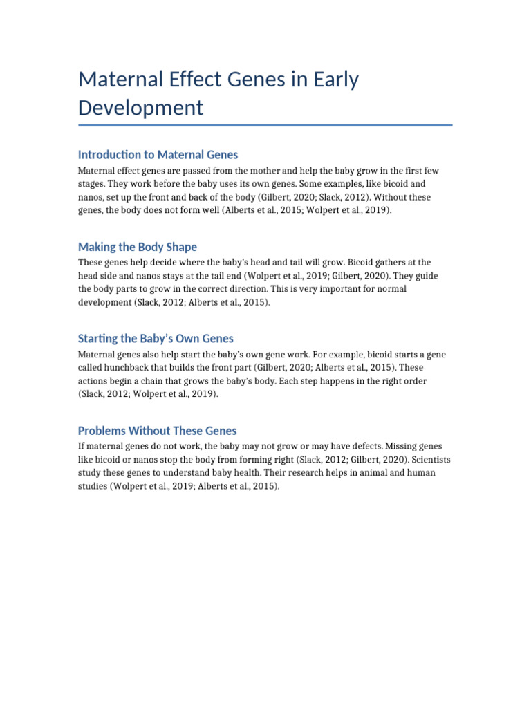 Maternal Effect Genes Own Words | PDF