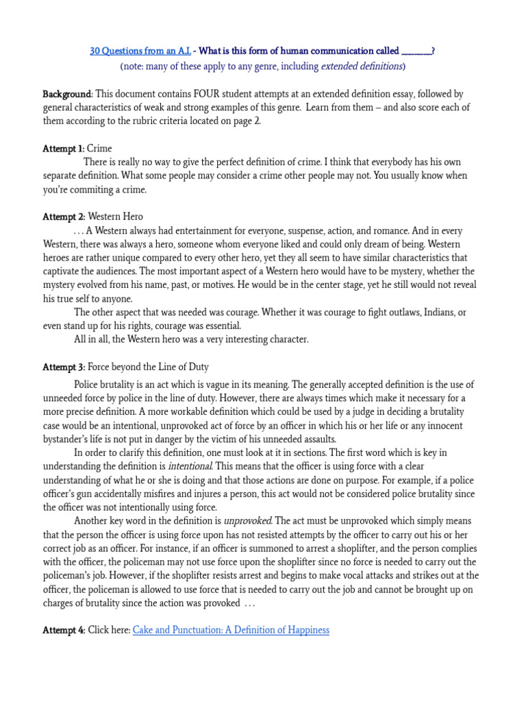 Genre Study - Extended Definitions | PDF