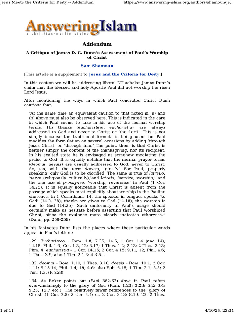 Jesus Meets The Criteria For Deity - Addendum | PDF | Paul The Apostle ...