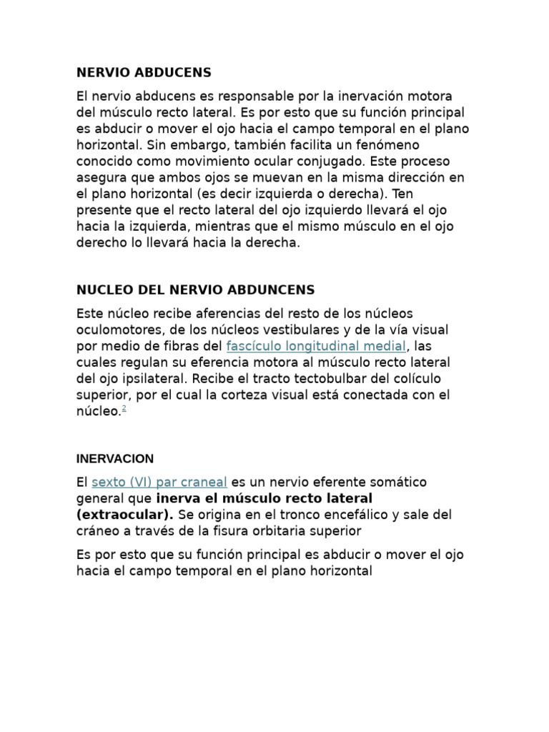 Función del Nervio Abducens VI | PDF