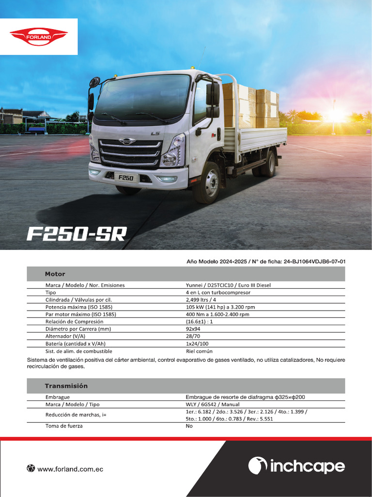 F250 Fichatecnica | PDF