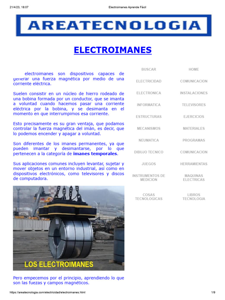 Electroimanes: Funcionamiento y Usos | PDF | Imán | Magnetismo