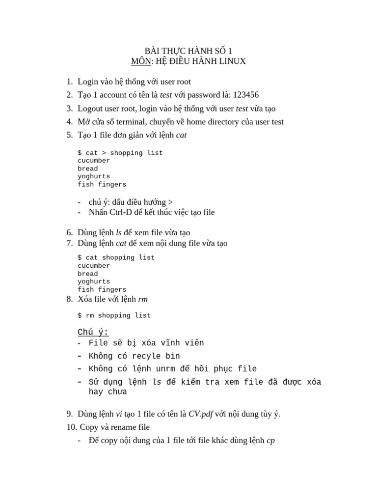 Bai Thuc Hanh Linux 1 | PDF | Computer File | Directory (Computing)