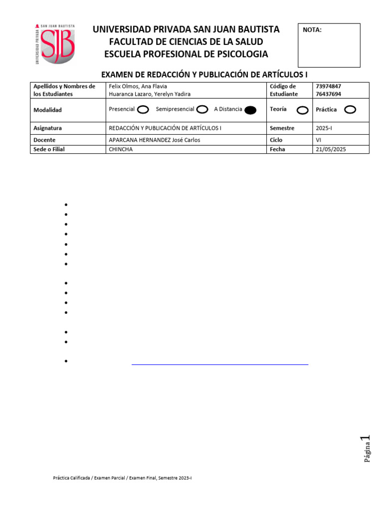 Examen Parcial | PDF | Enseñando | Aprendizaje