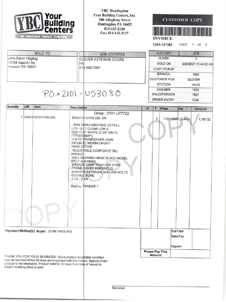YBC Door Purchase | PDF