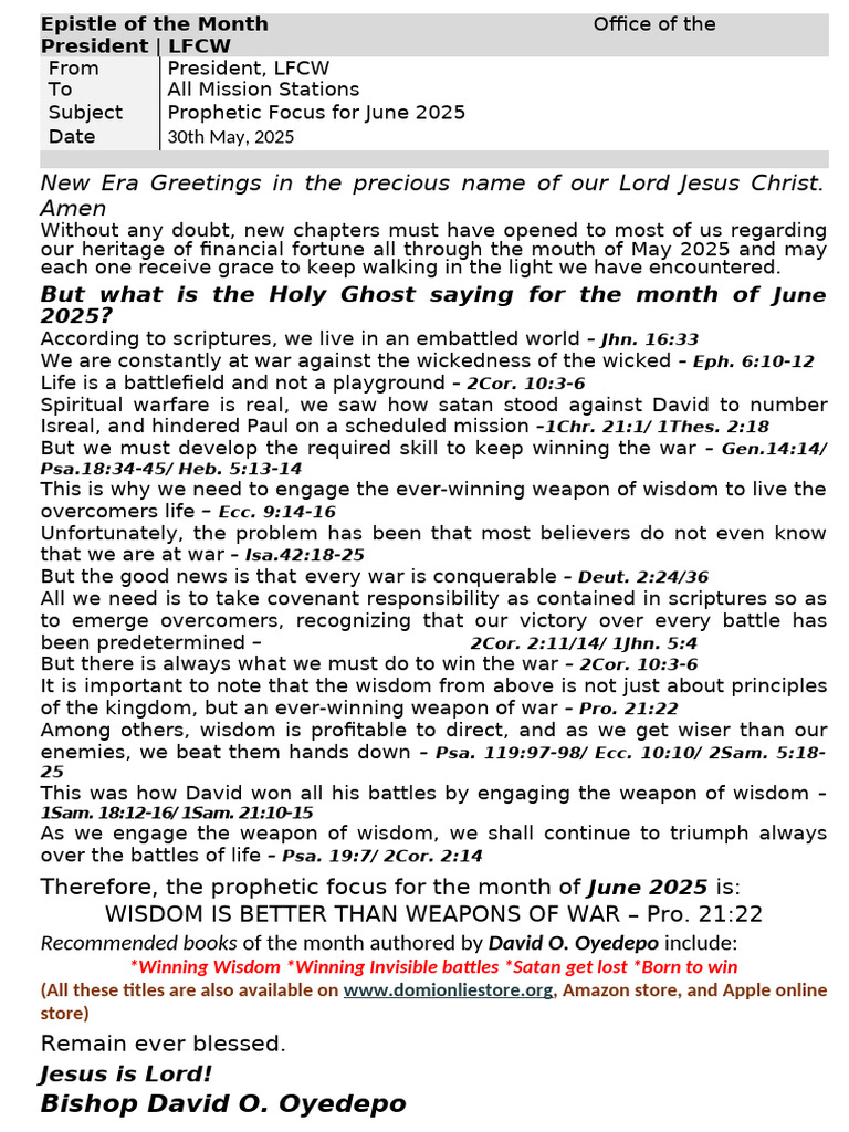 June 2025 Prophetic Focus | PDF | Theology | Abrahamic Religions