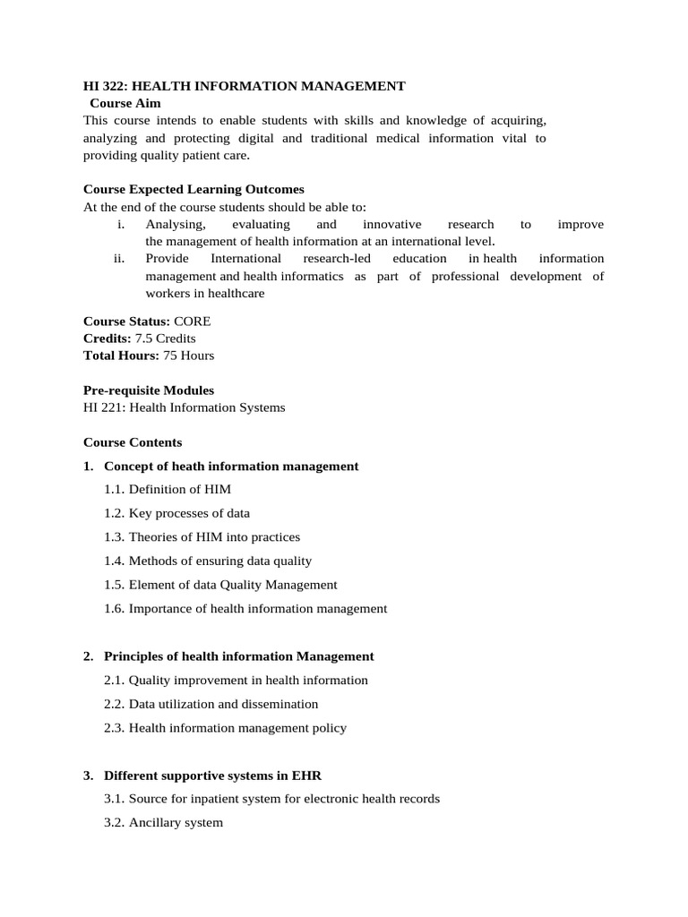 Notes of Health Management in Health Information Science | PDF ...