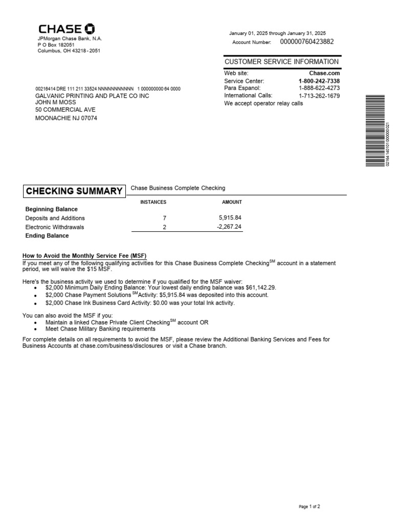 Statements 3882 001 | PDF | Chase Bank | Banks