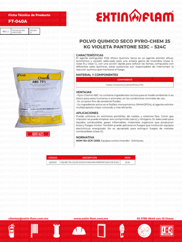 Polvo Químico Seco Pyro-Chem 25 kg | PDF | Química | Materiales