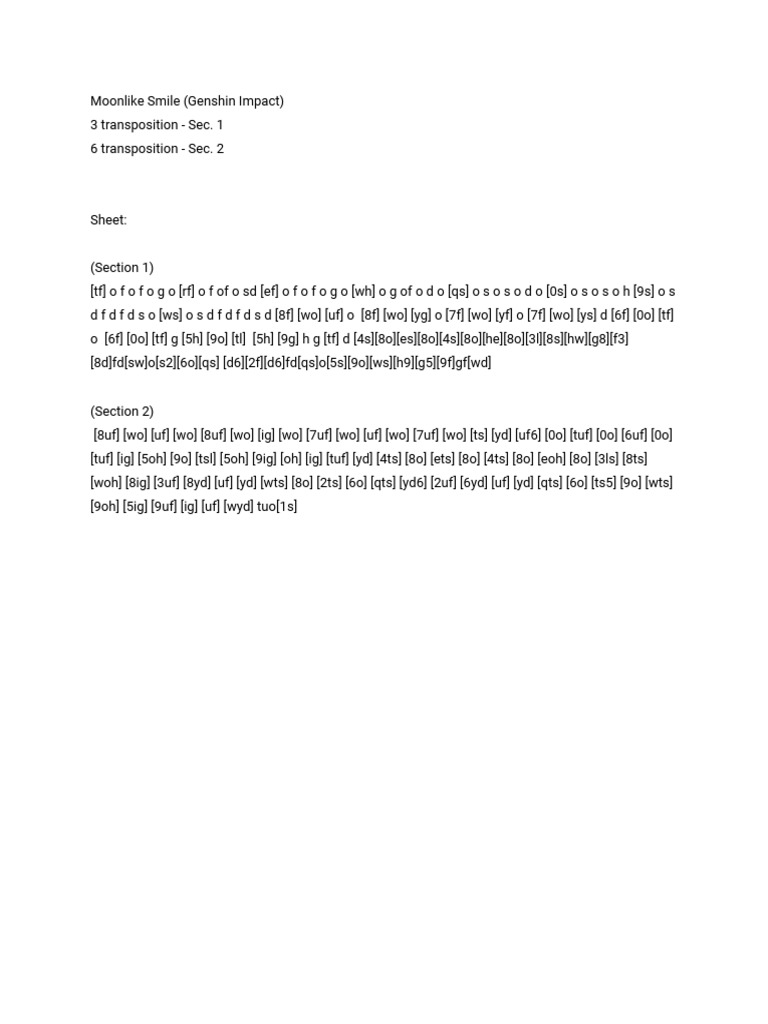 Moonlike Smile Piano Sheet Guide | PDF