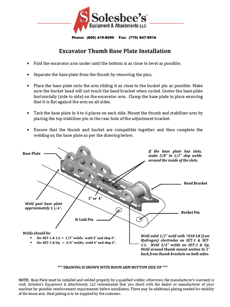 Excavator Thumb Base Plate Installation 2011 | PDF | Welding | Construction