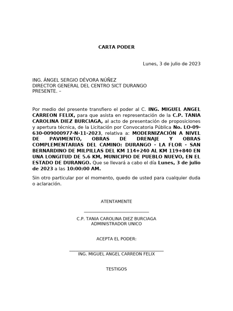 Carta Poder Simple | PDF