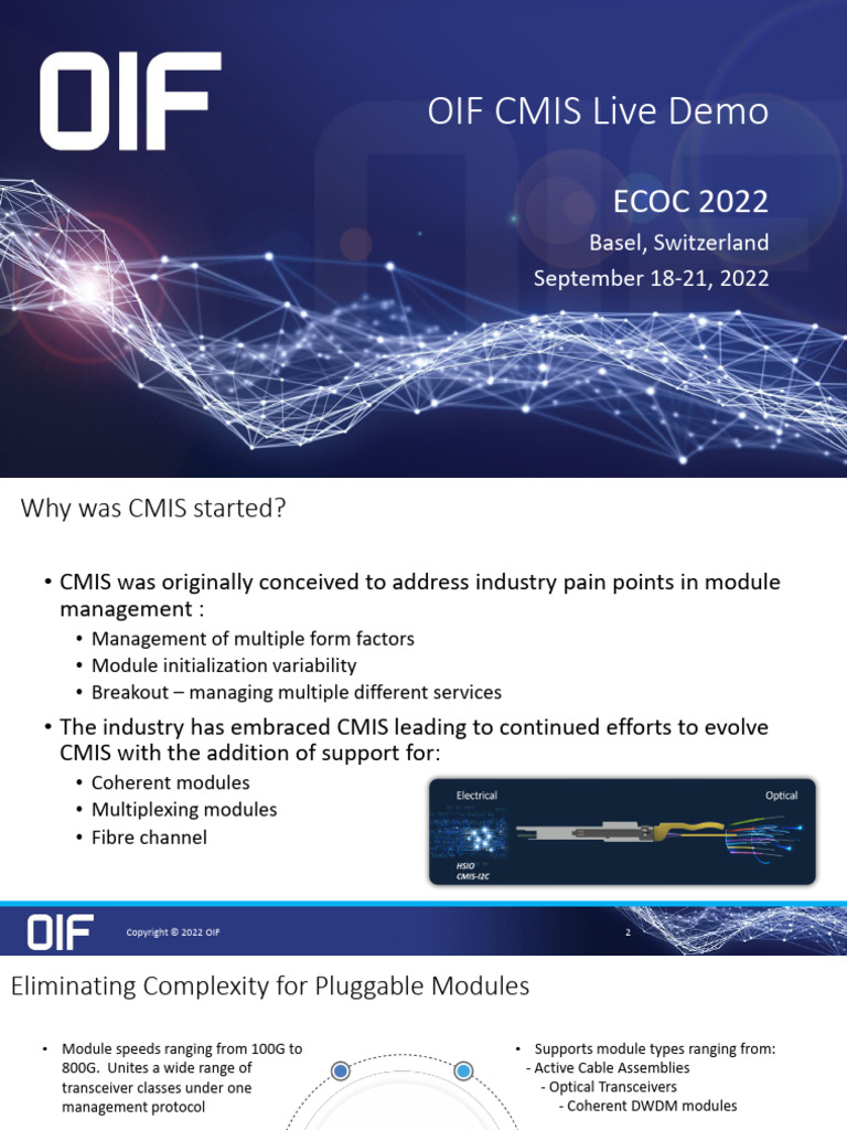 Oif22 Cmis Ecoc Demo Final | PDF | Telecommunications Standards | Internet Protocols