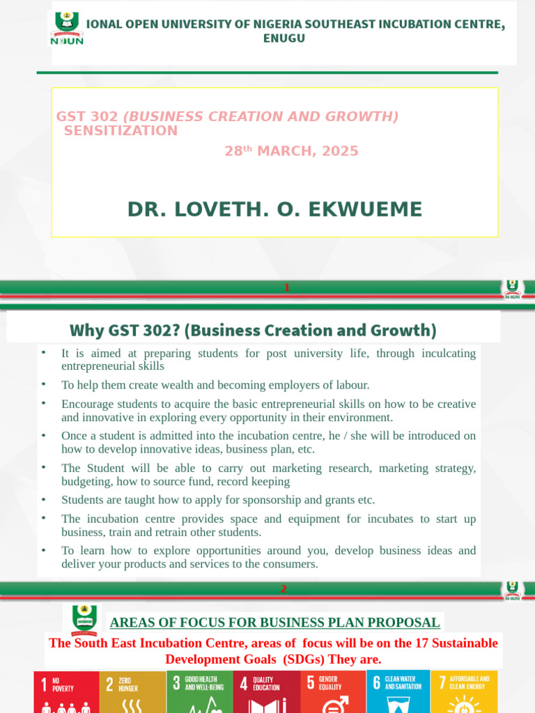 South East Incubation Centre GST 302 Sensitization, 2025 - 1 Main | PDF ...