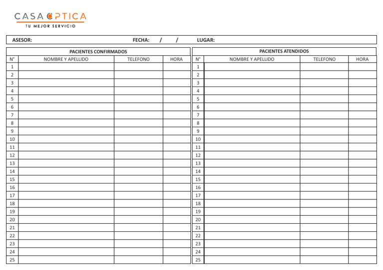Hoja Pacientes Casa Optica 2024 | PDF