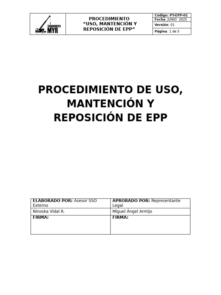Procedimiento Epp | PDF | Casco | Guante