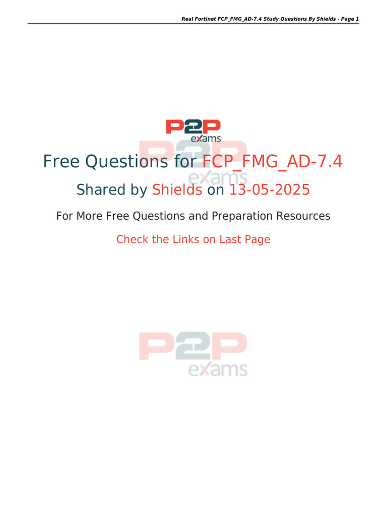 Real Fortinet Fcp Fmg Ad 7.4 Study Questions by Shields | PDF | Command Line Interface | Computing