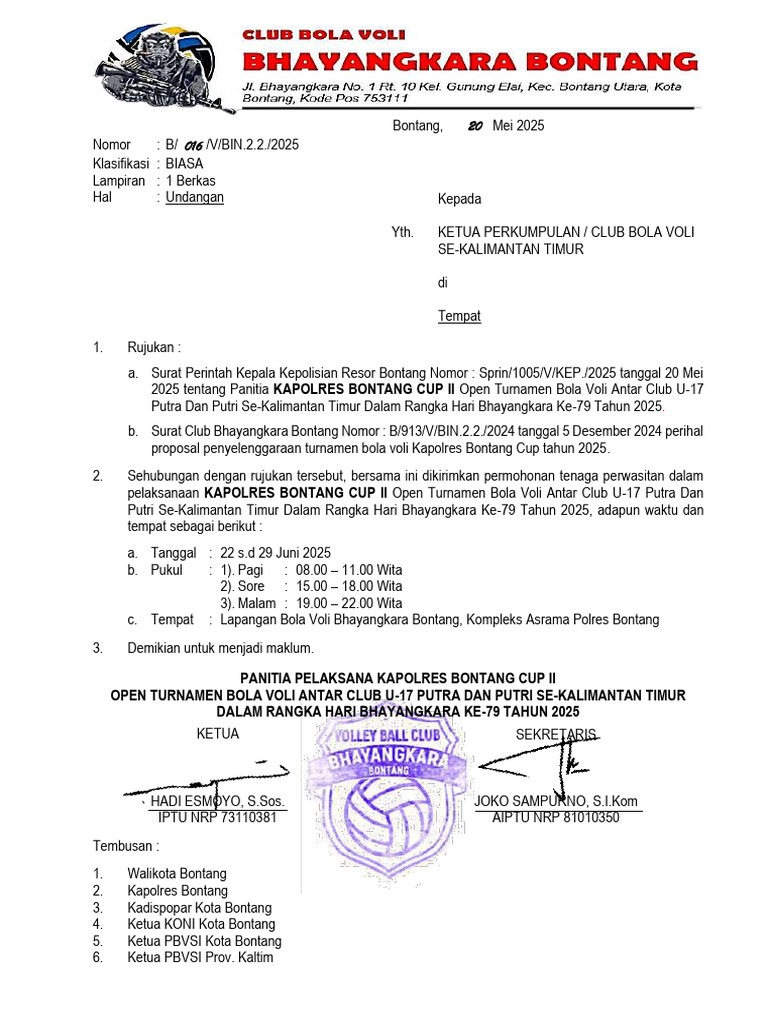 UNDANGAN TURNAMEN 2025 | PDF