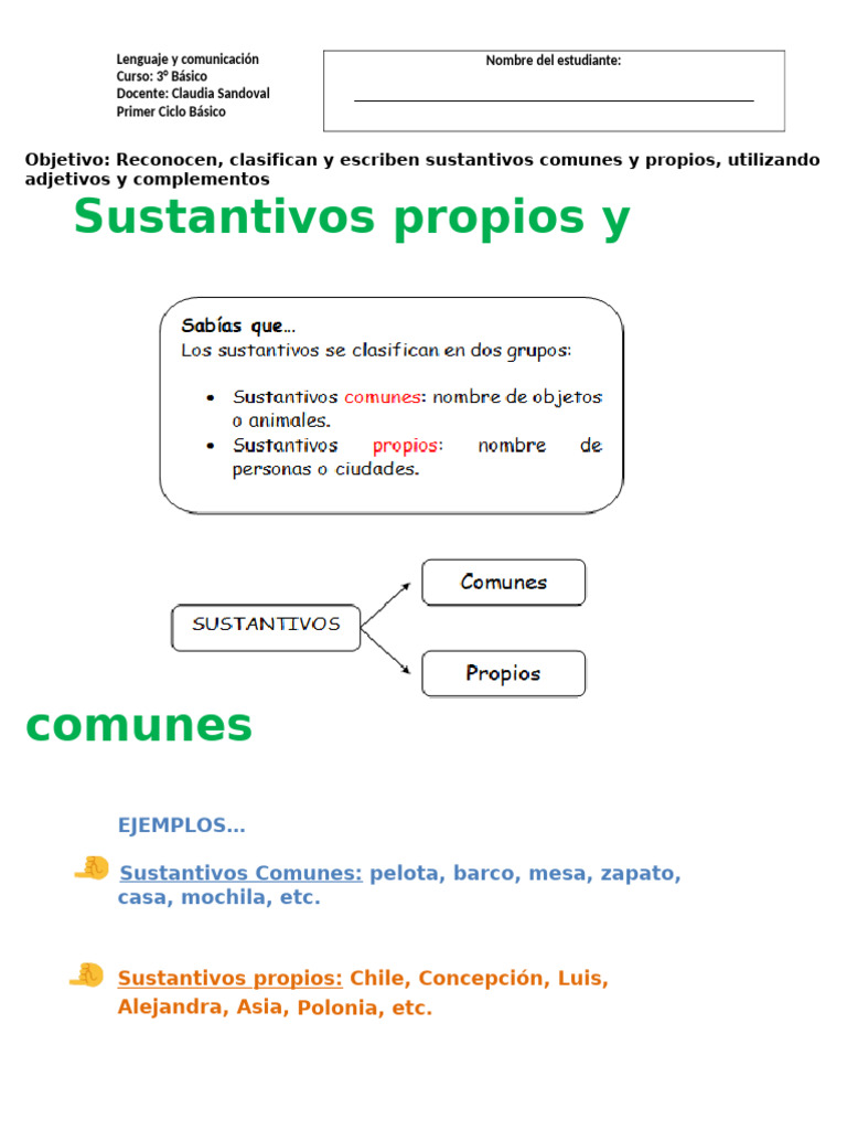 Guía Sustantivos Propios 3 Básico | PDF