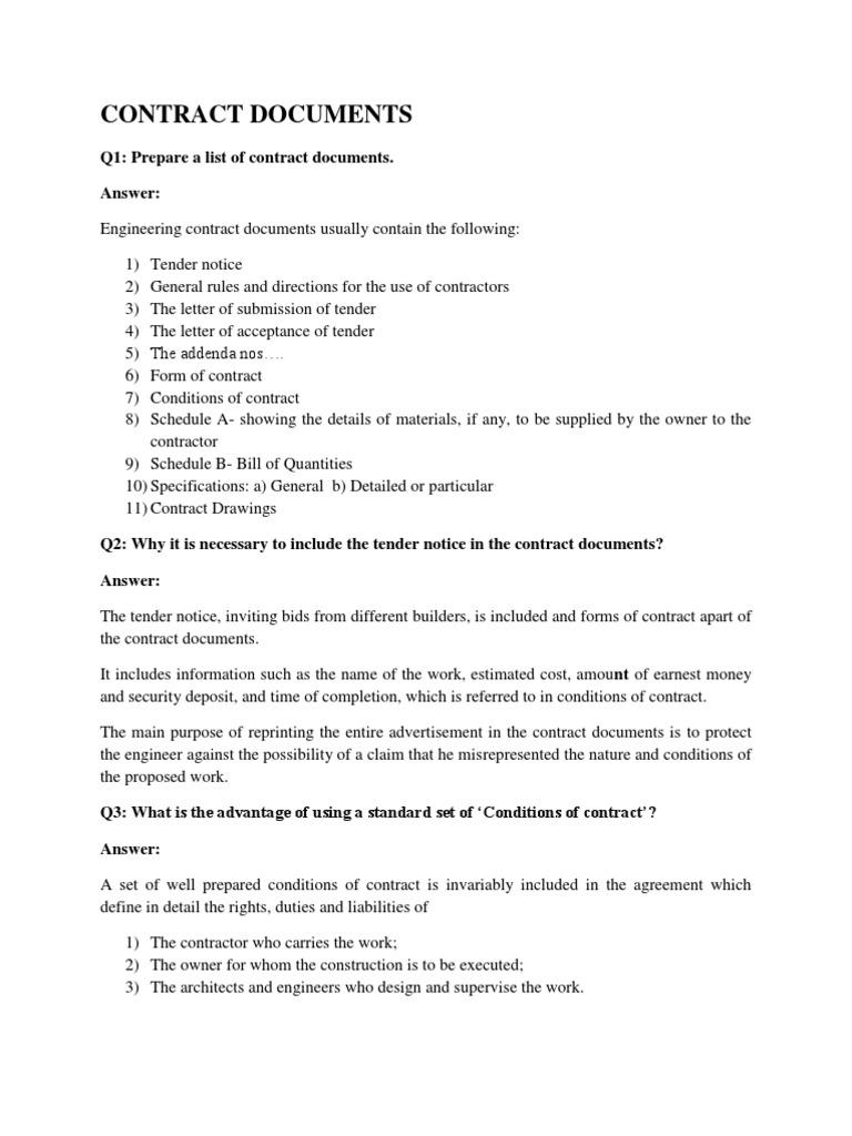 Essential Engineering Contract Documents | PDF | Specification ...