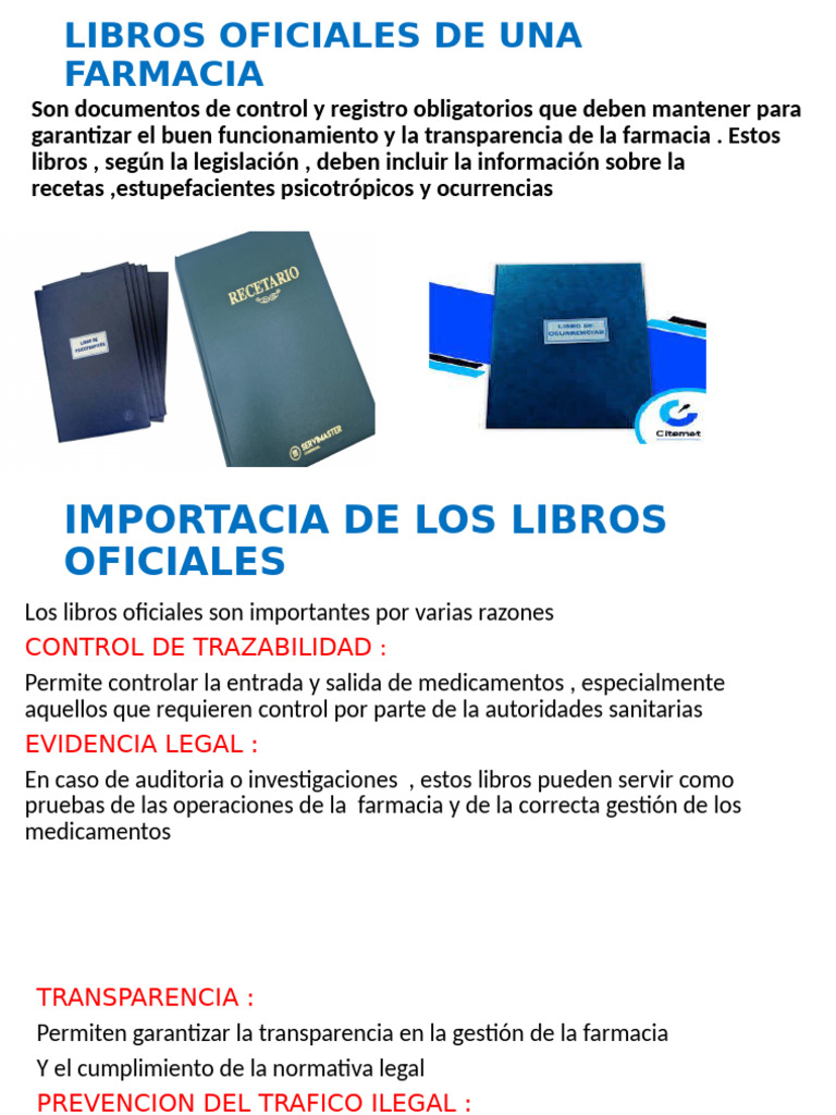 Libros Oficiales en Farmacias: Guía Práctica | PDF