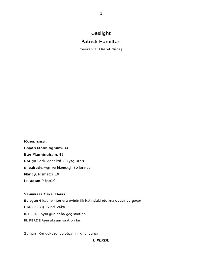 Gaslight - Patrick Hamilton - Hasret Güneş | PDF