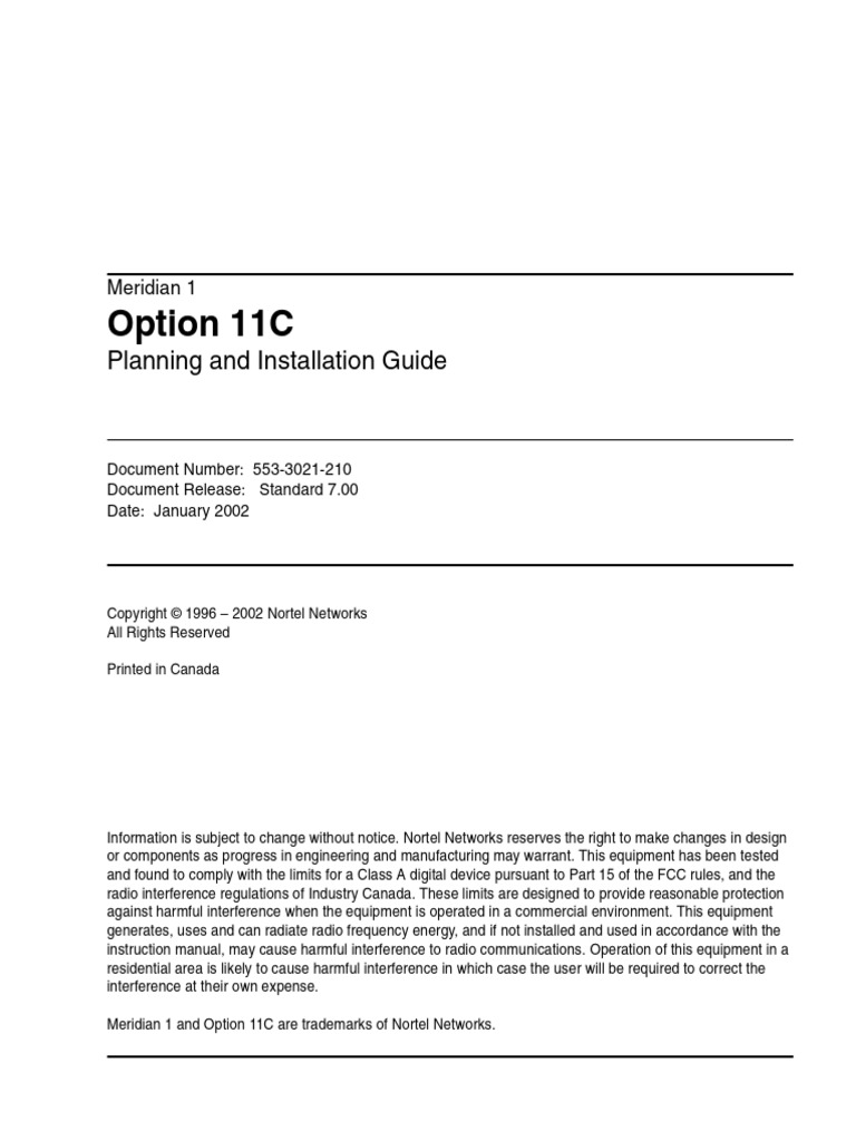 Meridian Option 11c Planning | PDF | Power Supply | Modem