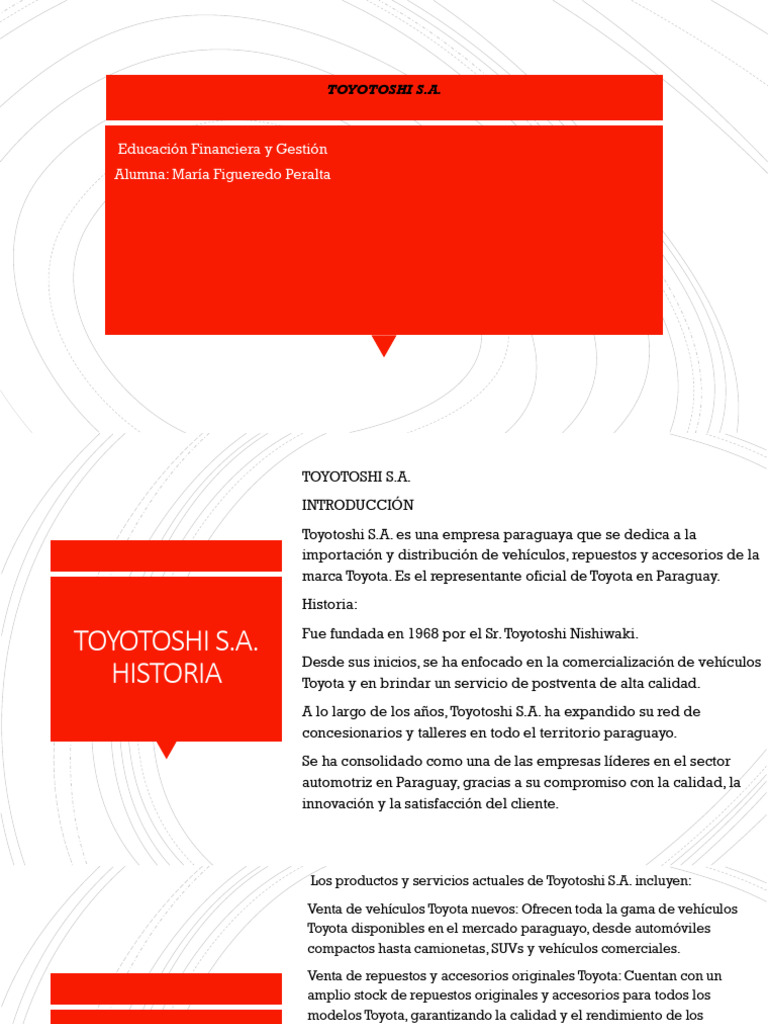 Toyotoshi S.A.: Líder Automotriz en Paraguay | PDF | Toyota ...