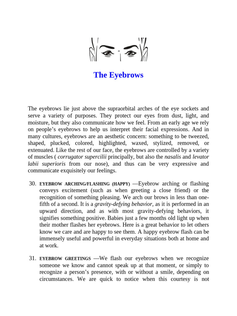 Chap. 03 - The Eyebrows | PDF | Eyebrow | Psychology