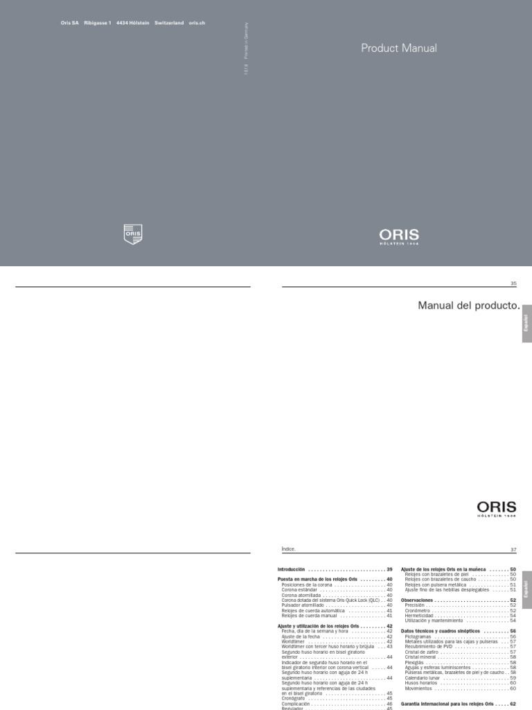 Oris Manual Es | PDF | Reloj | Hora
