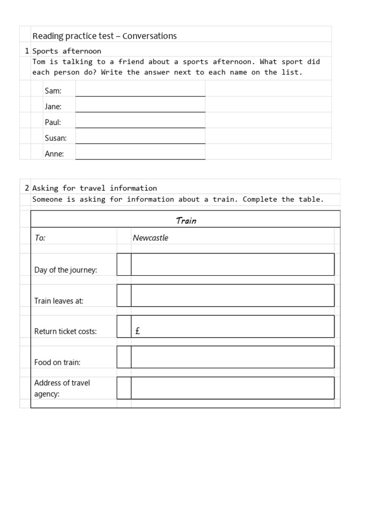Reading Practice Test - Conversations | PDF