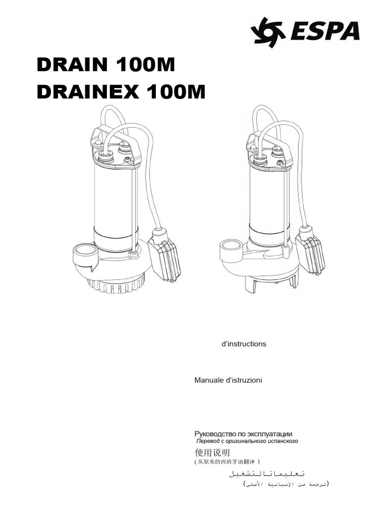 Instruction Manual Espa Drain 100 Drainex 100 | PDF | Corriente ...
