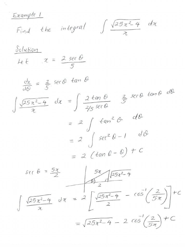 Memo Integration Trigonometric Substitution | PDF
