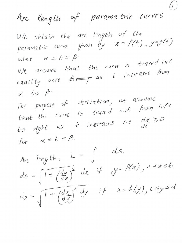 Arc Length of Parametric Curves | PDF