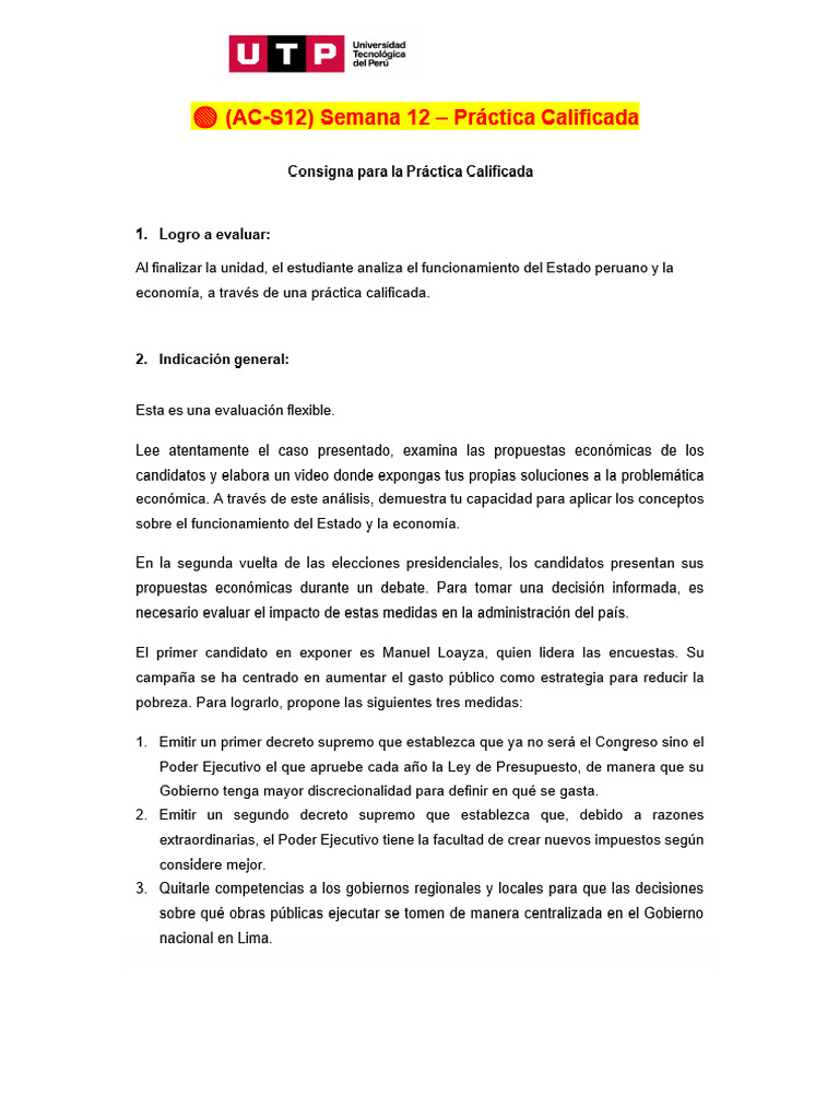? (AC-S12) Semana 12 - Práctica Calificada (Ciudadanía y Reflexión Ética) | PDF | Economias