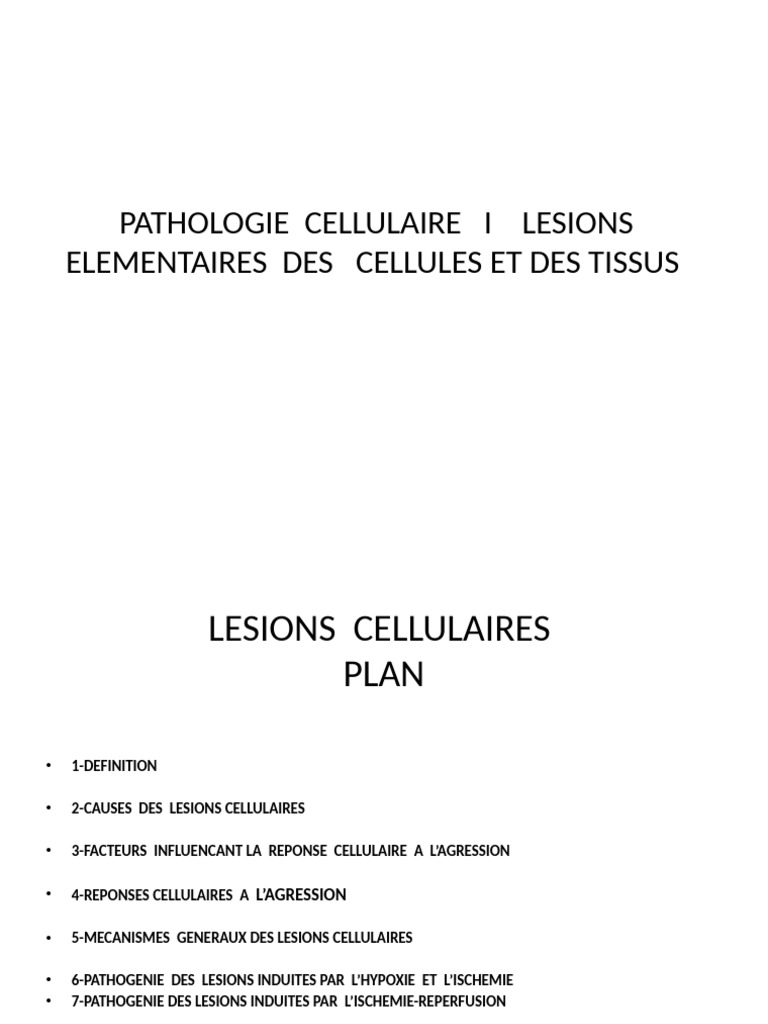 Lesions cellulaires : causes et mécanismes | PDF | Apoptose | Adénosine ...