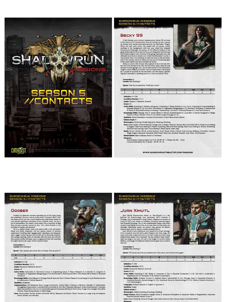 Shadowrun Missions Sea5 Contacts | PDF