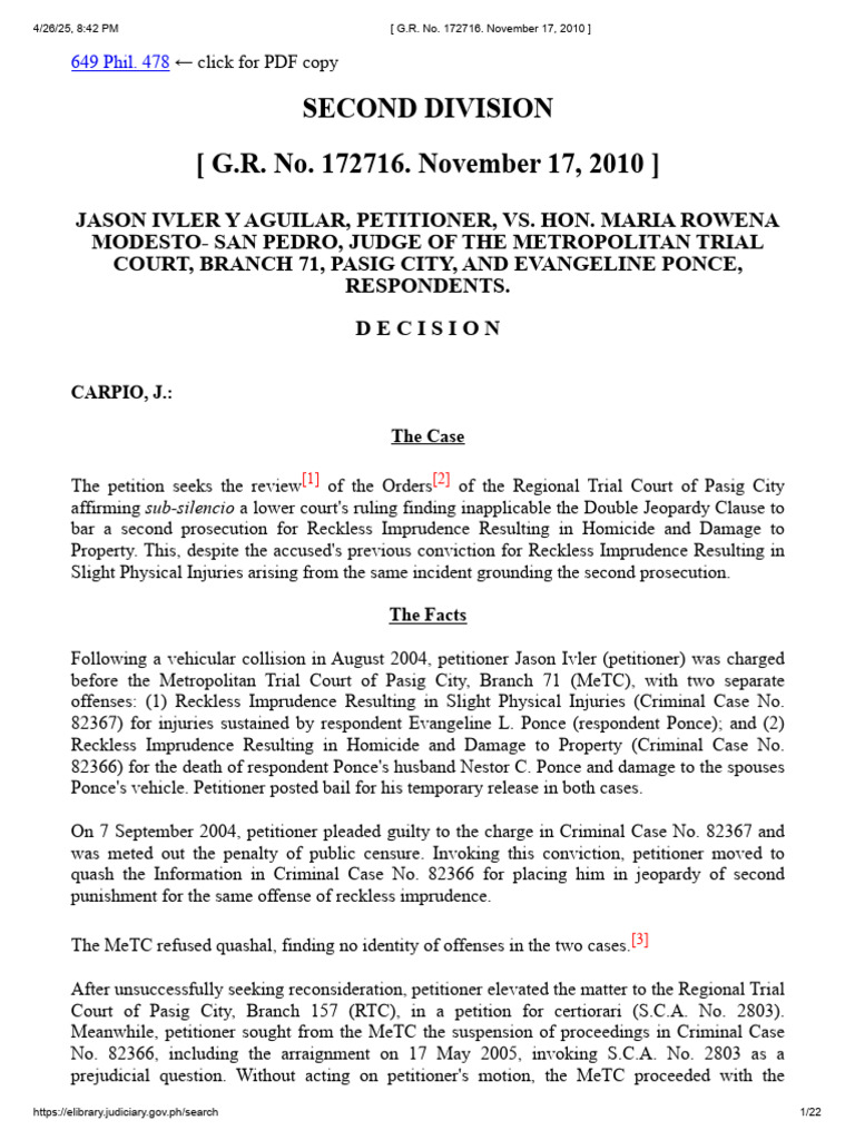 Ivler vs. San Pedro | PDF | Acquittal | Crimes