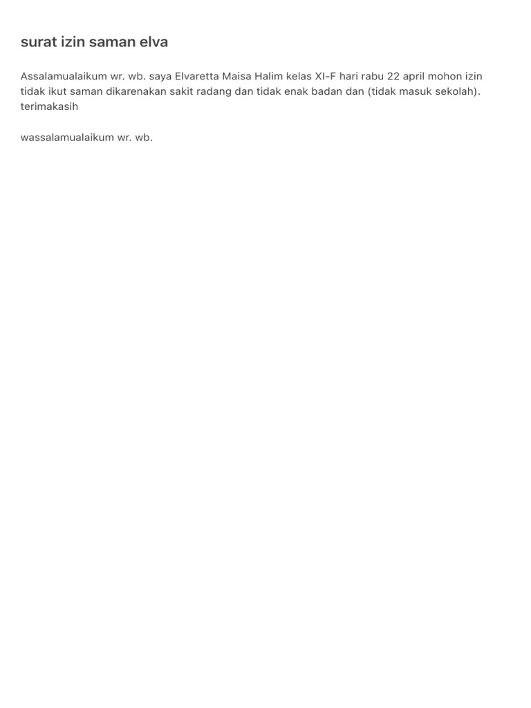 Surat Izin Saman Elva | PDF