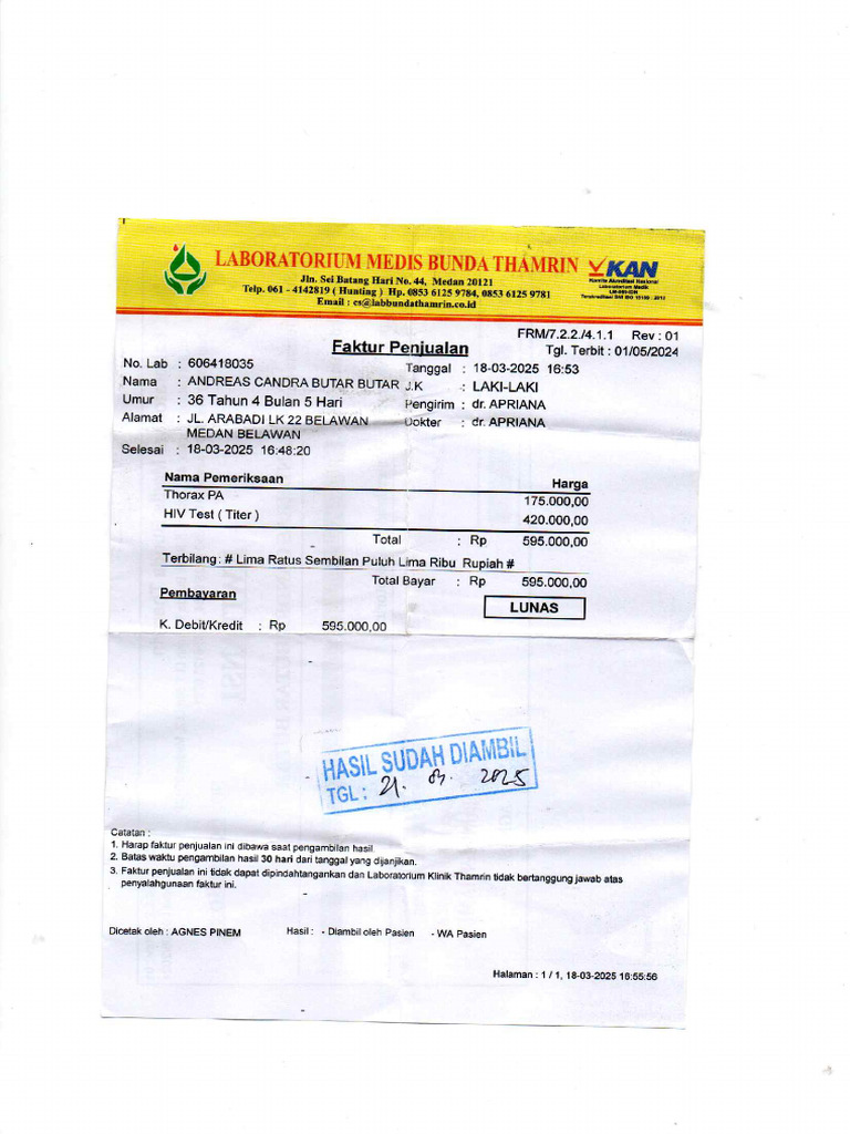 Kwitansi Medical Checked Up | PDF