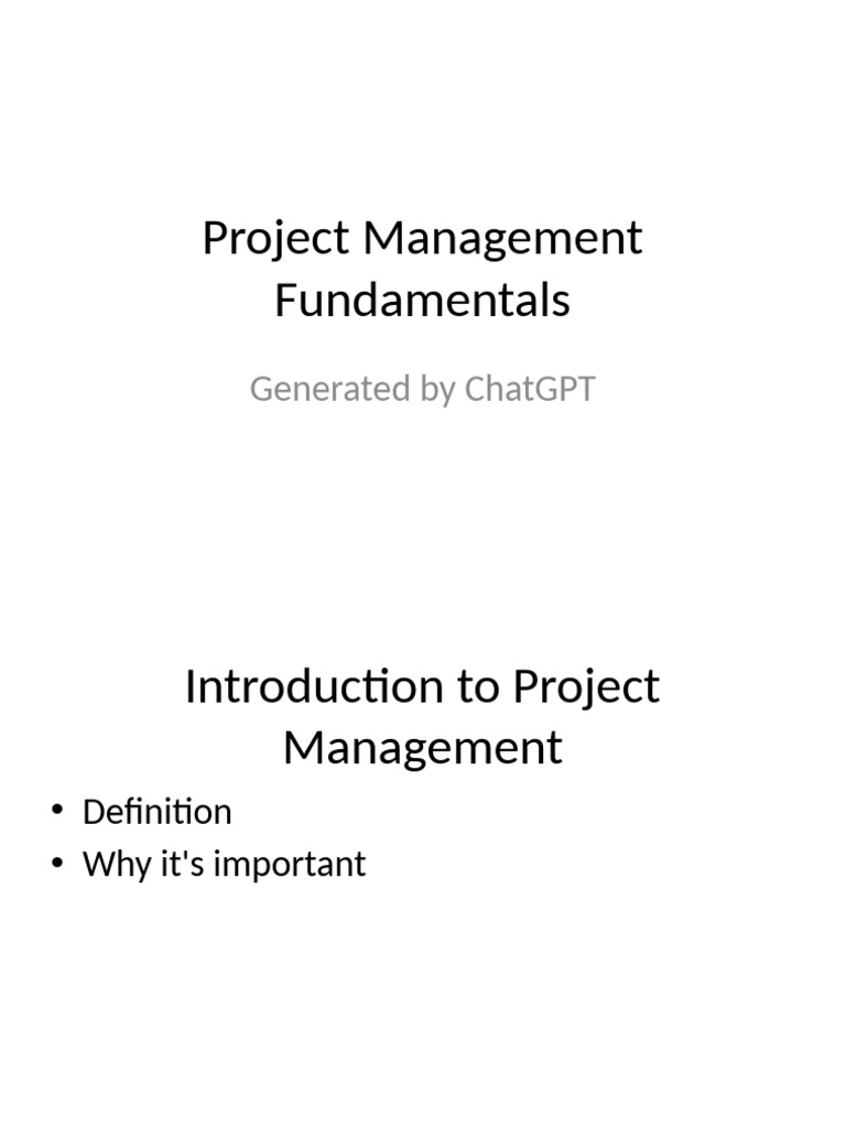Project Management Fundamentals | PDF