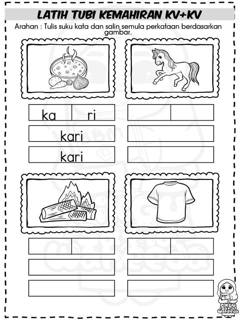 Kp5 Latih Tubi Kemahiran Kv+Kv Tulis Suku Kata Dan Salin Semula | PDF