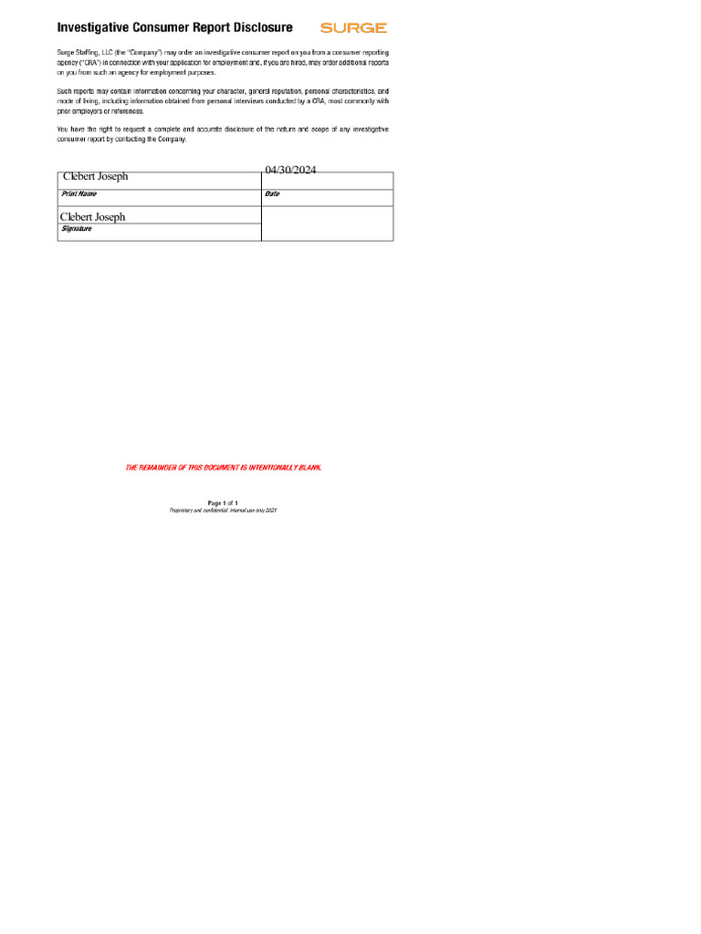 Daily Investigative Consumer Report Disclosure - 30299725 | PDF