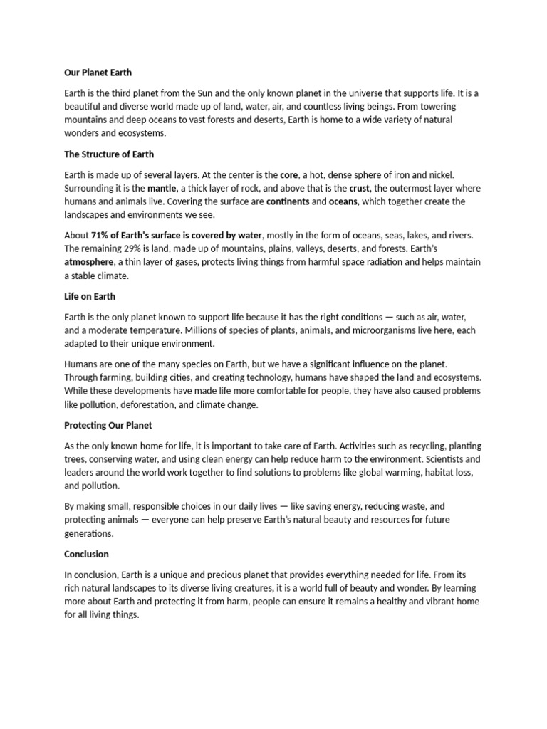 Our Planet Earth | PDF | Earth | Natural Environment