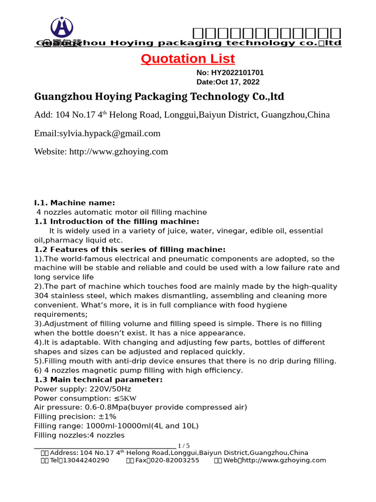 Automatic 4L and 10L Motor Oil Filling Capping Machine | PDF ...